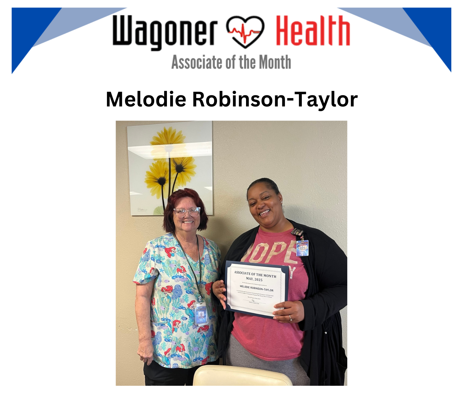 Congratulations to May's Associate of the Month! - Wagoner Hospital